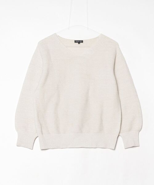 Yahoo!オークション - 「INDIVI」 Vネックニット 38 オフホワイト レデ...