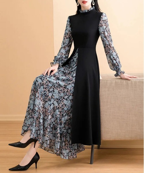 Yahoo!オークション - 「LOPASS」 長袖ワンピース M ブラック レディー...