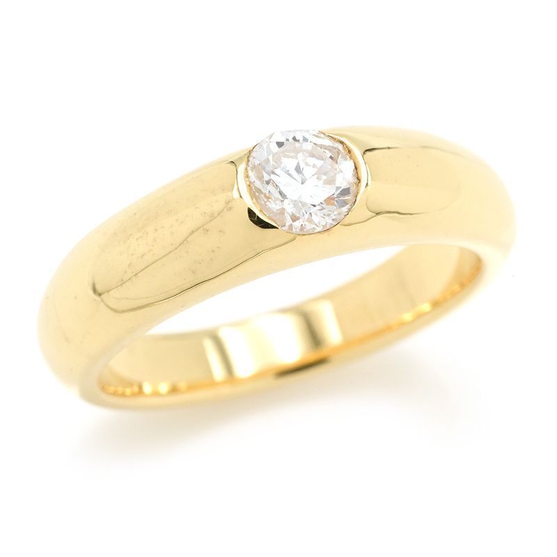 Yahoo!オークション - 0.43ct天然ダイヤモンドリング 16号 K18YG 甲丸...