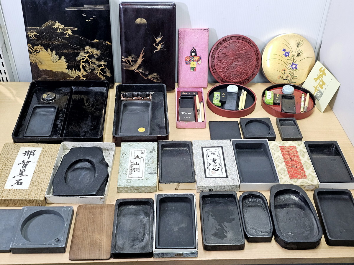Yahoo!オークション - F155-100 硯 硯箱 書道セット まとめて 約8.7㎏...