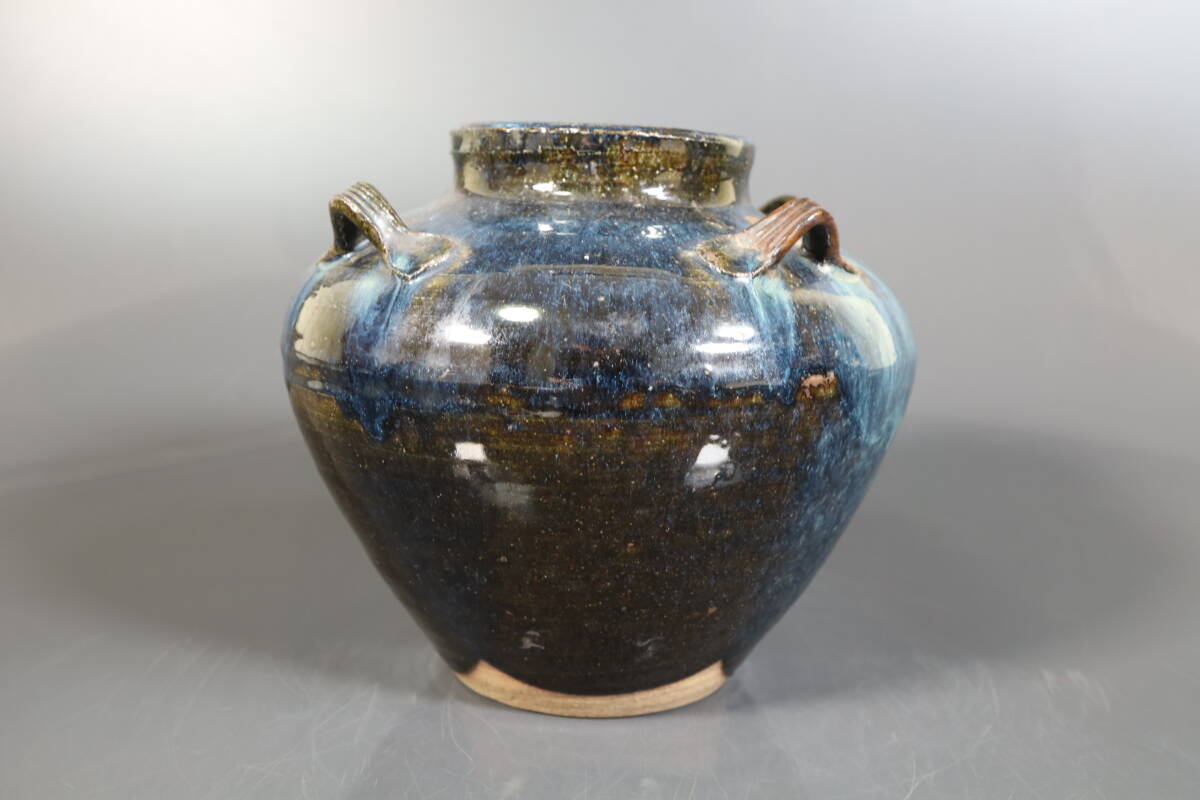 Yahoo!オークション - 【和】(A2839) 時代古作 唐物 海鼠釉耳付壺 花瓶...