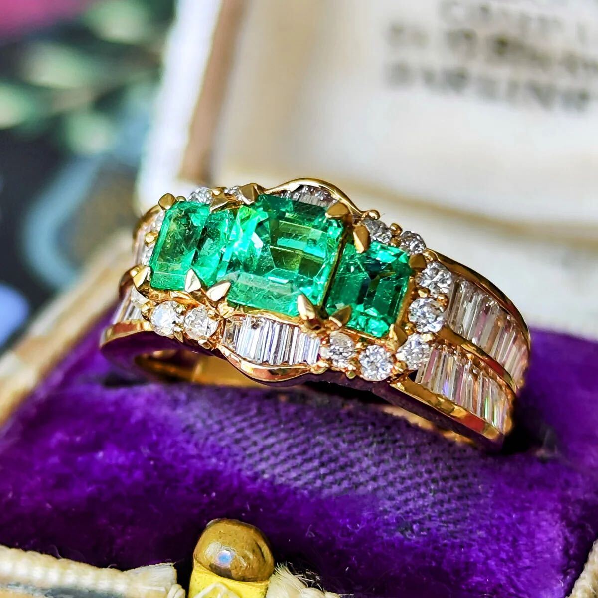 Yahoo!オークション - 1.25ct 天然エメラルド 天然ダイヤモンド 18金 ...