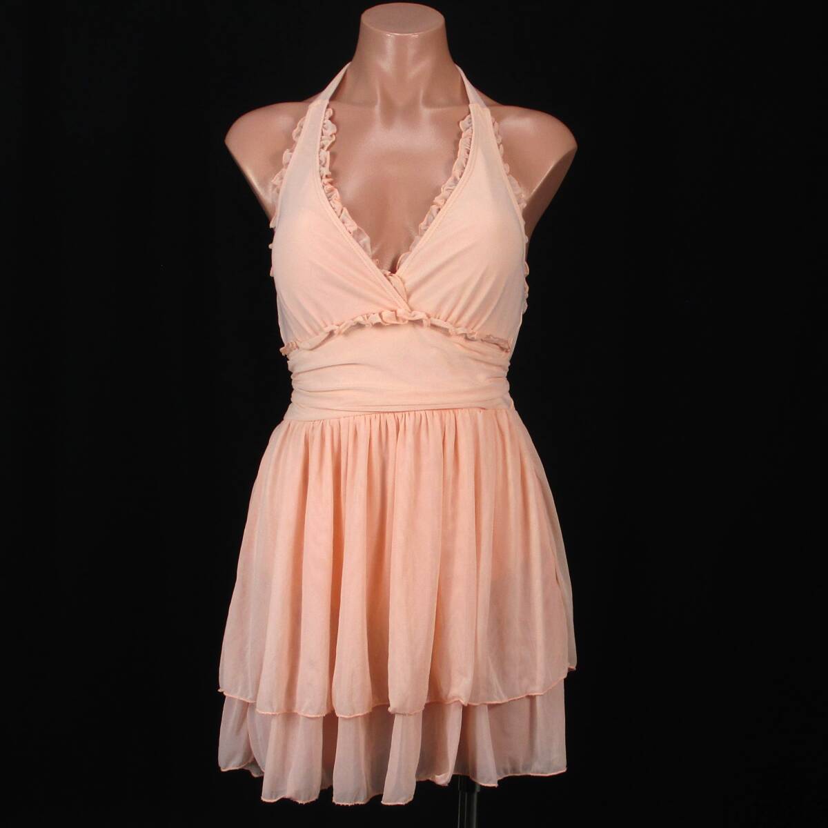 C4755 きれい サーモンピンク レース 透け感 Dazy シフォン ホルターネック リボン かわいい レディースM ワンピース水着 リゾート プール(Mサイズ)｜売買されたオークション情報 ...