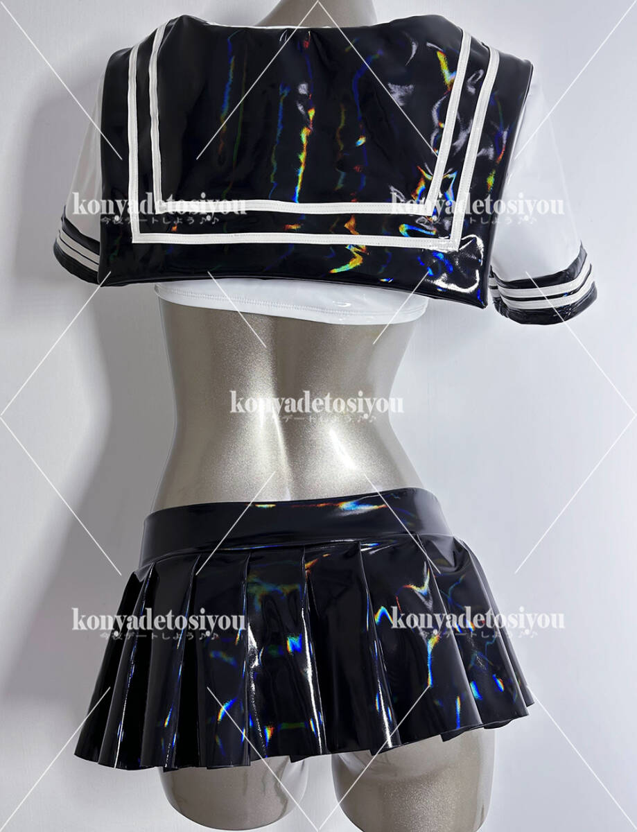 Yahoo!オークション - 24071白＆彩黒4XL 超光沢 可愛いセーラー風トッ...