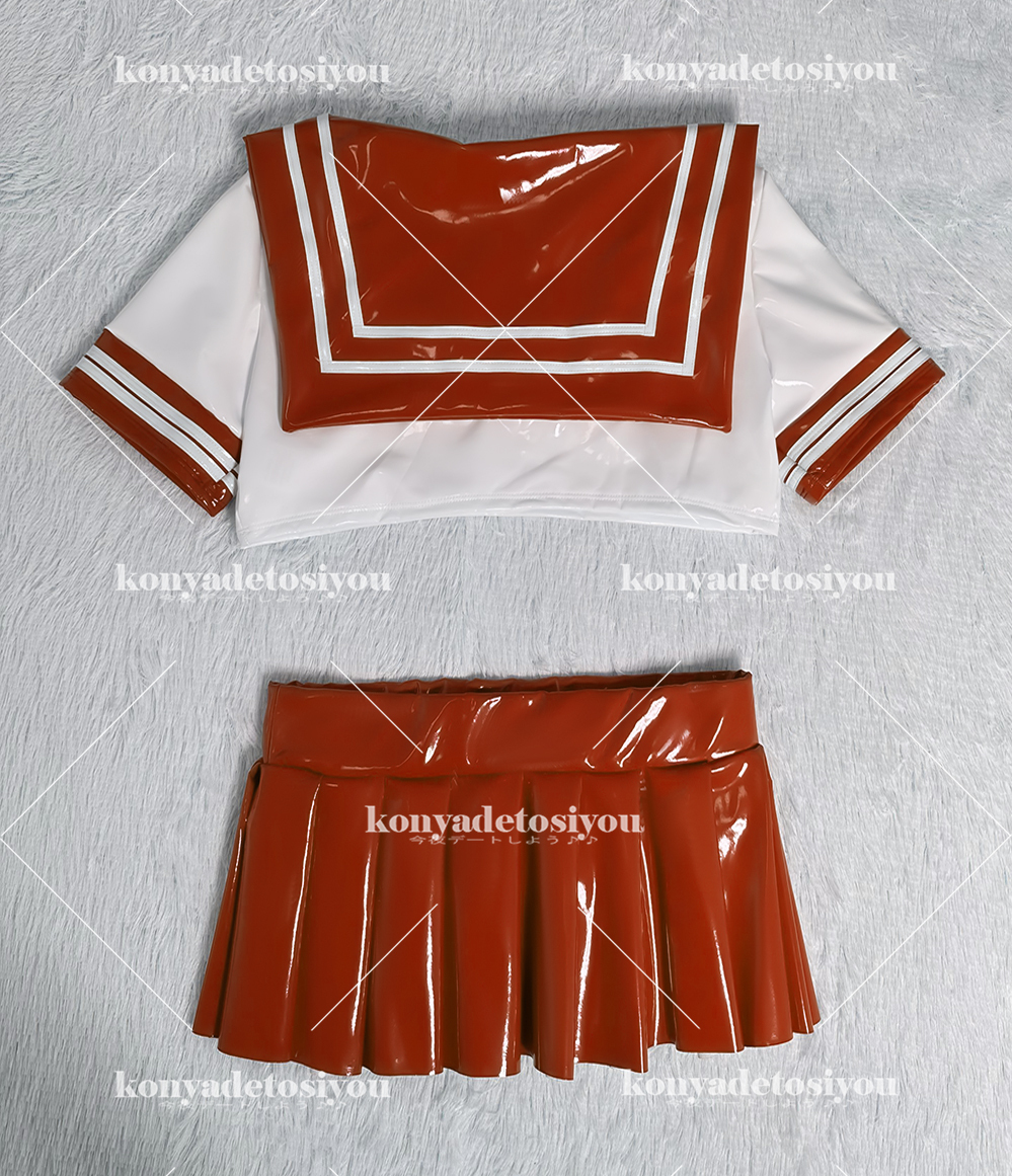 Yahoo!オークション - 24071白＆赤4XL 超光沢 可愛いセーラー風トップ...