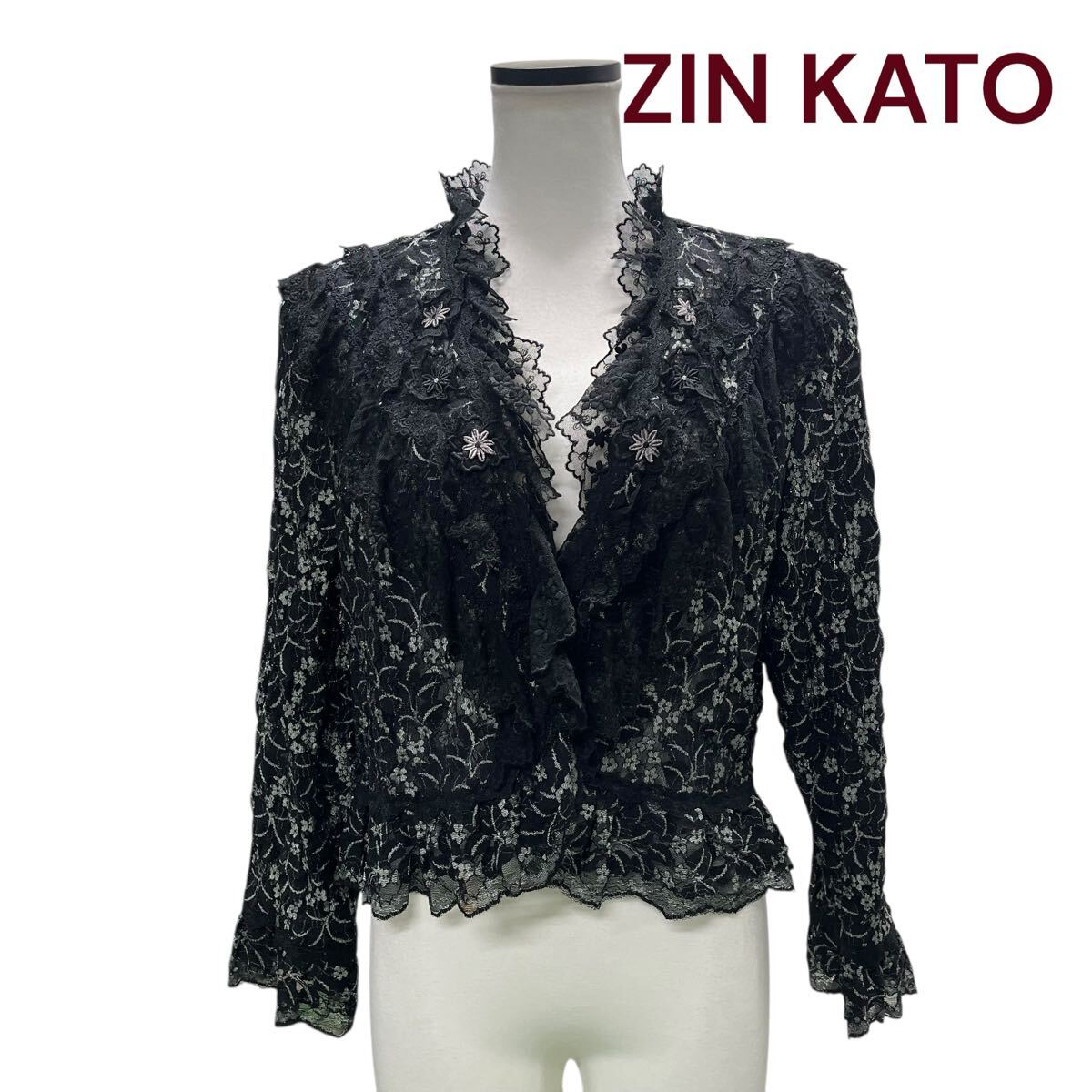 Yahoo!オークション - 美品 ジンカトウ 花柄 総レース カーディガン ジ...