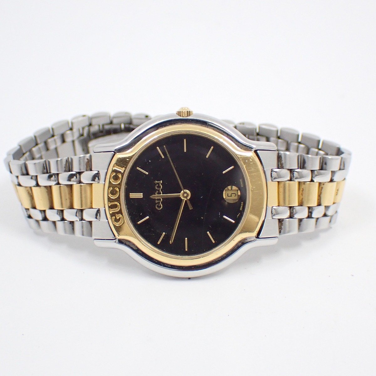 Yahoo!オークション - グッチ 8000M クォーツ メンズ 腕時計 コンビ 黒...