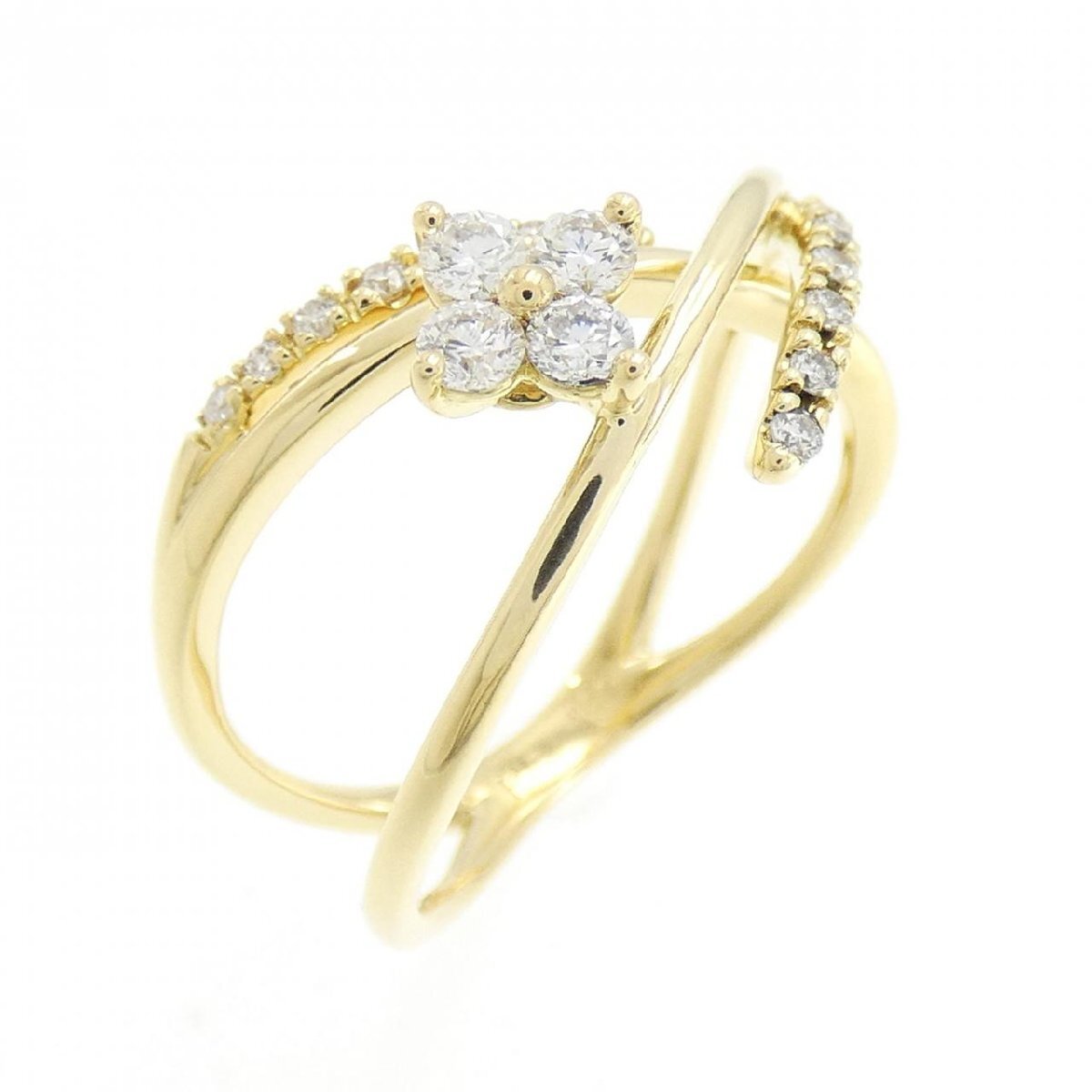 Yahoo!オークション - K18YG フラワー ダイヤモンド リング 0.29CT