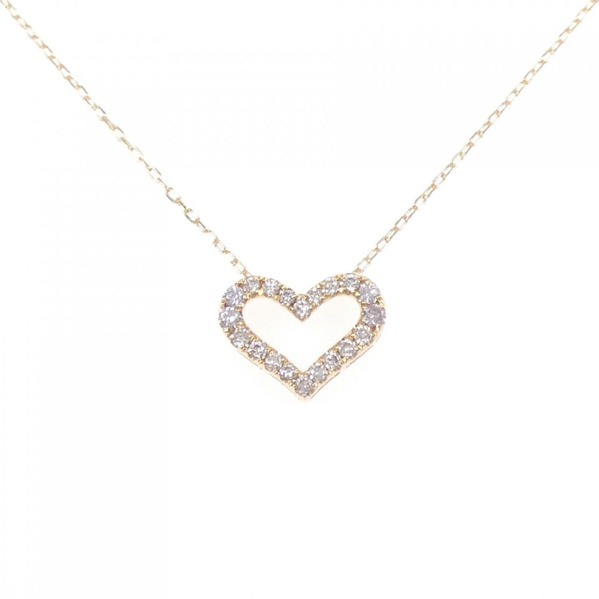 Yahoo!オークション - K18PG ハート ダイヤモンド ネックレス 0.34CT