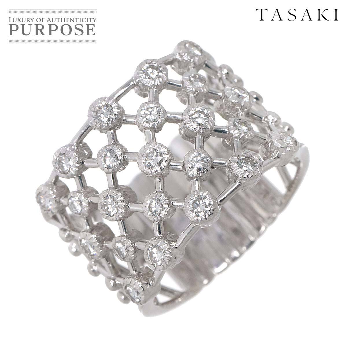 Yahoo!オークション - タサキ TASAKI 17号 リング ダイヤ 0.75ct K18 W...