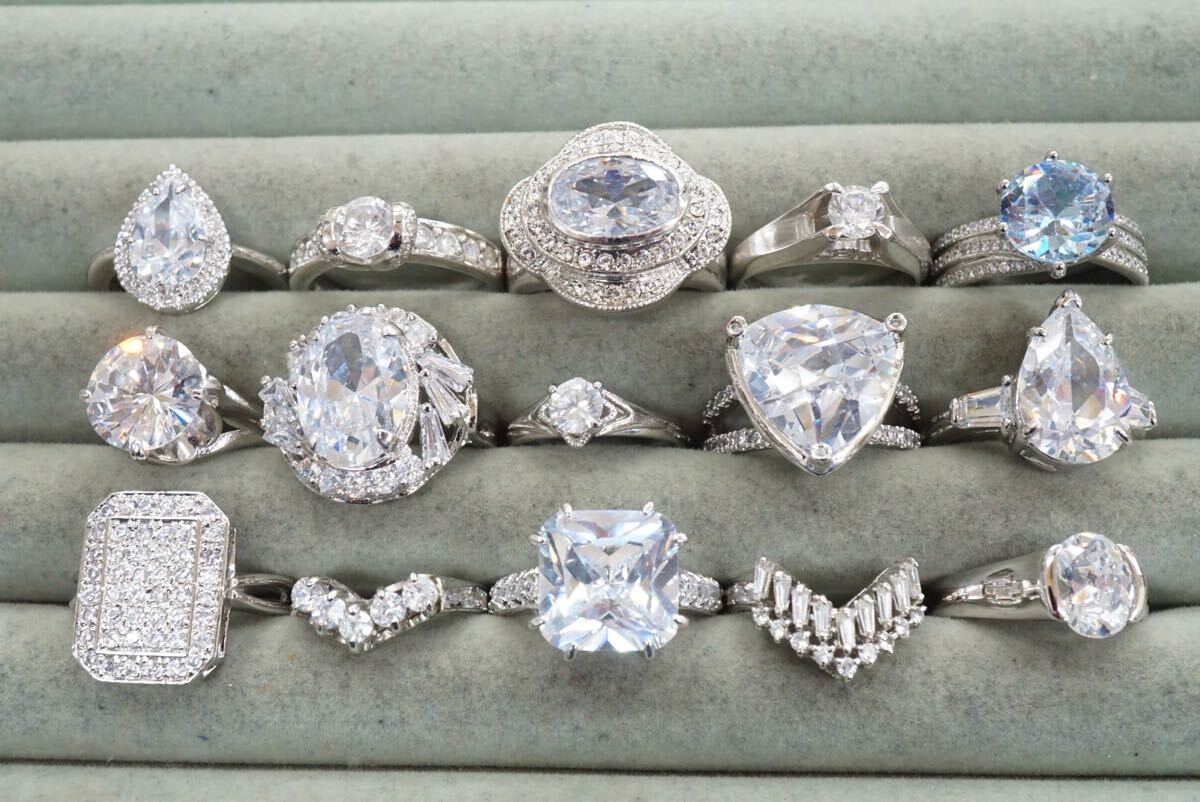 Yahoo!オークション - C356 キュービックジルコニア CZ ジルコニア リ...