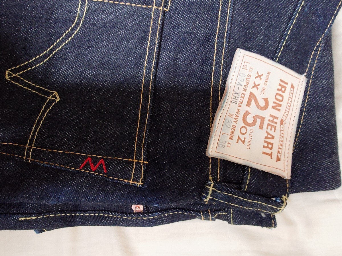 Yahoo!オークション - アイアンハート 25ozセルビッチデニム ストレー...