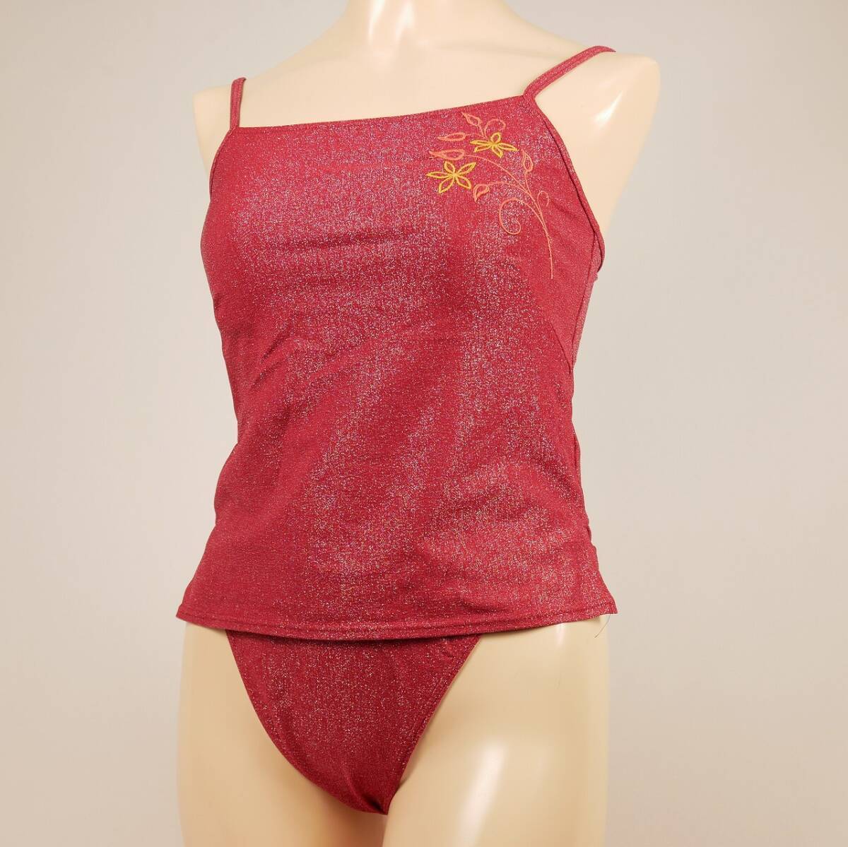 Yahoo!オークション - 7266 美品 レディース水着ラメ入り花柄プリント...