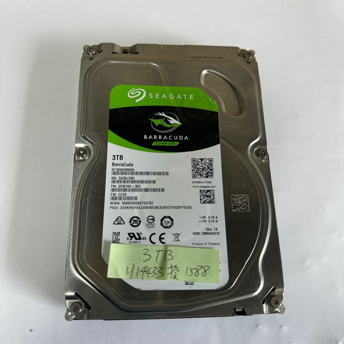 Yahoo!オークション - A)【検品済み/使用14433時間】Seagate 3TB HDD S...