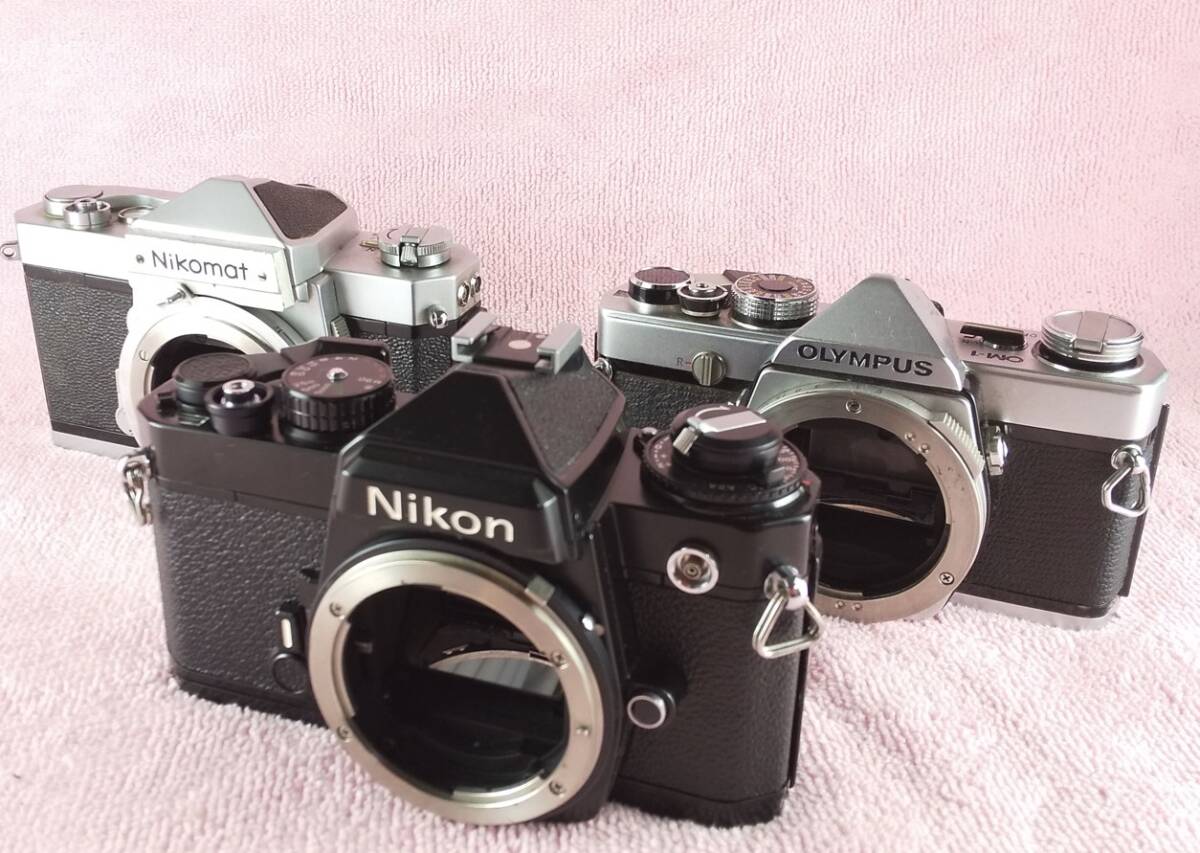 Yahoo!オークション - Nikon FE + Nikon FTN +Olympus OM-1 カメラ3台