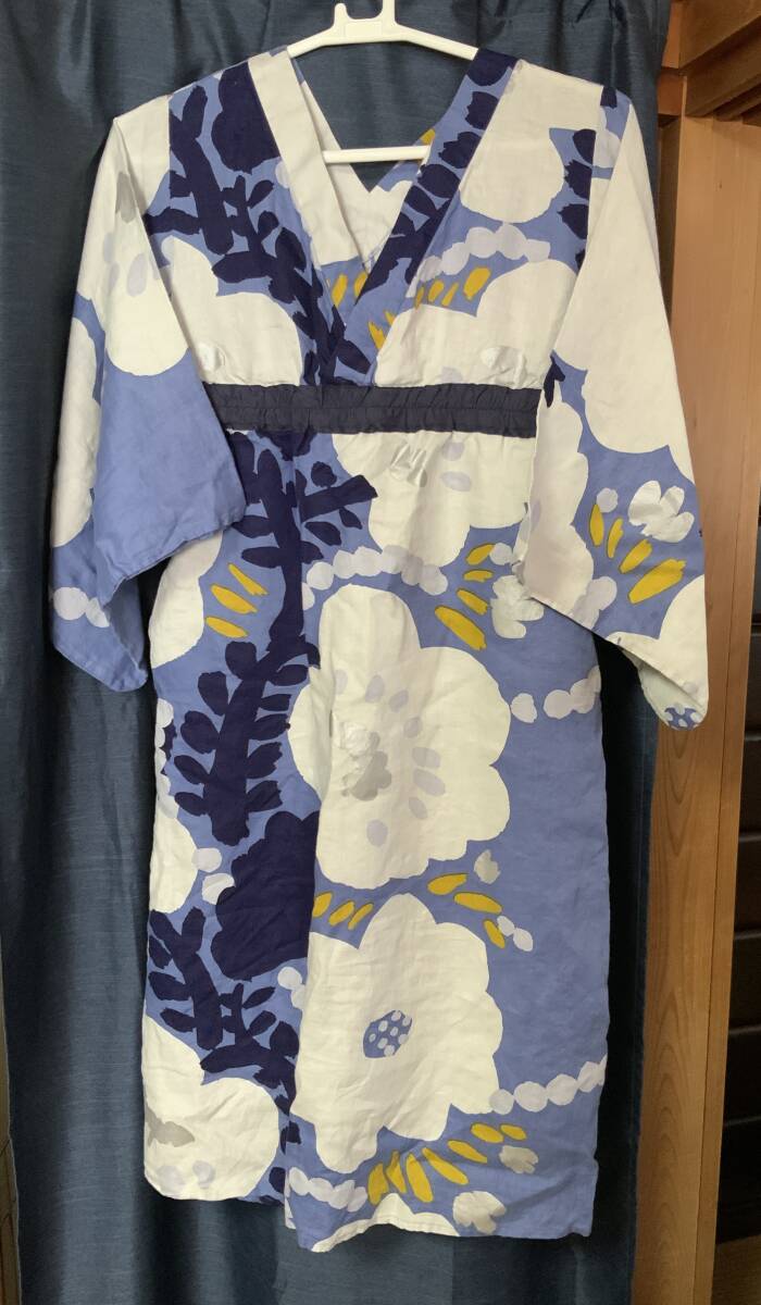 Yahoo!オークション - SOUSOU 麻 ゆかたみたて 浴衣風 ワンピース 青 ...
