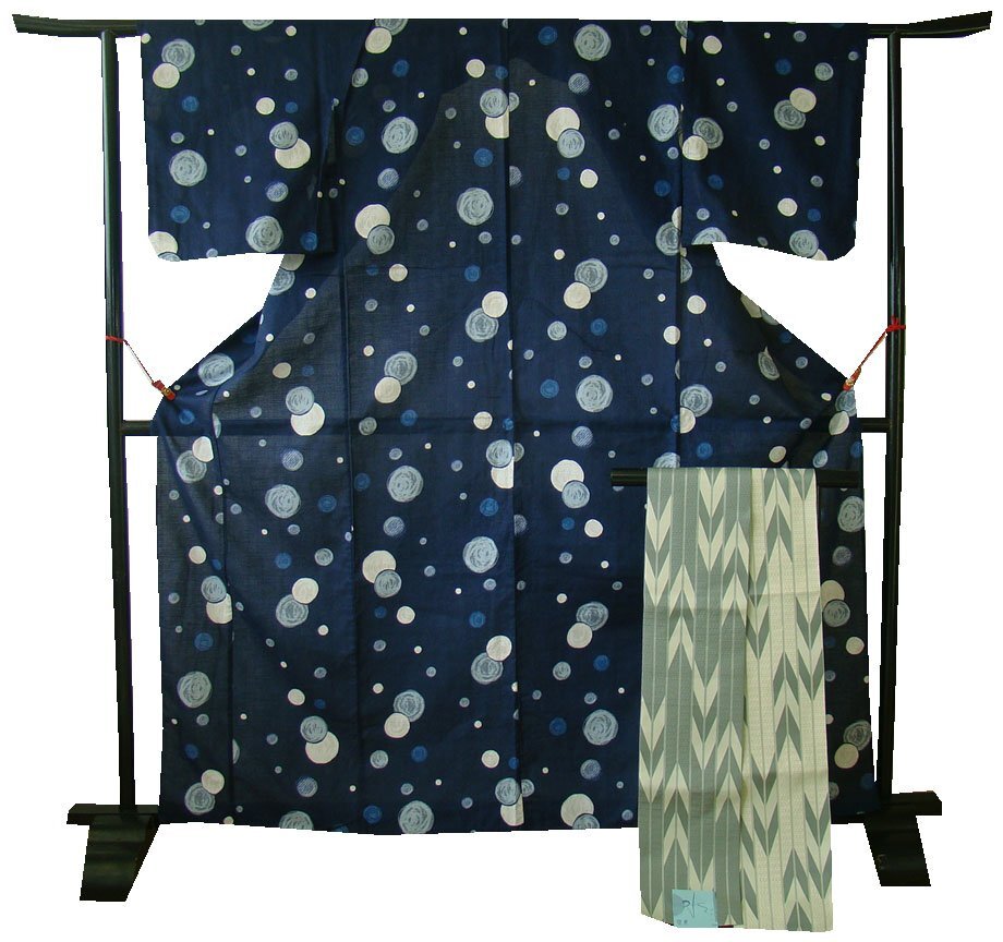 Yahoo!オークション - 時代屋 裄66.3cm 極上生地 浴衣 四寸帯 2点セッ...