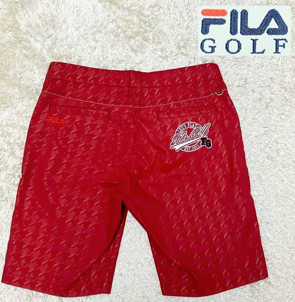 Yahoo!オークション - 【千鳥柄 】W82 FILA GOLF ストレッチハーフパン...