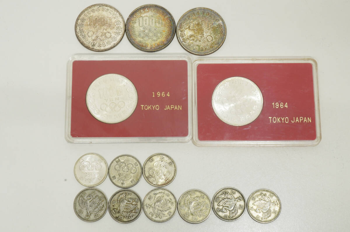 Yahoo!オークション - 144g 1000円銀貨5枚 100円銀貨9枚 鳳凰・オリン...