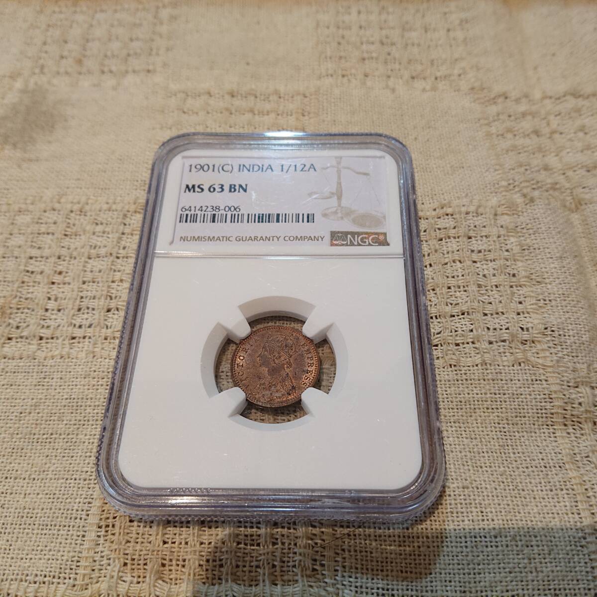 NGC MS63 BN 1901 C INDIA ANNA 1/12ANNA ルピー 銀貨 古銭 貨幣 アンティーク コイン ヤングヘッド ヴィクトリア女王 女帝 アンナ(アジア)｜売買された ...