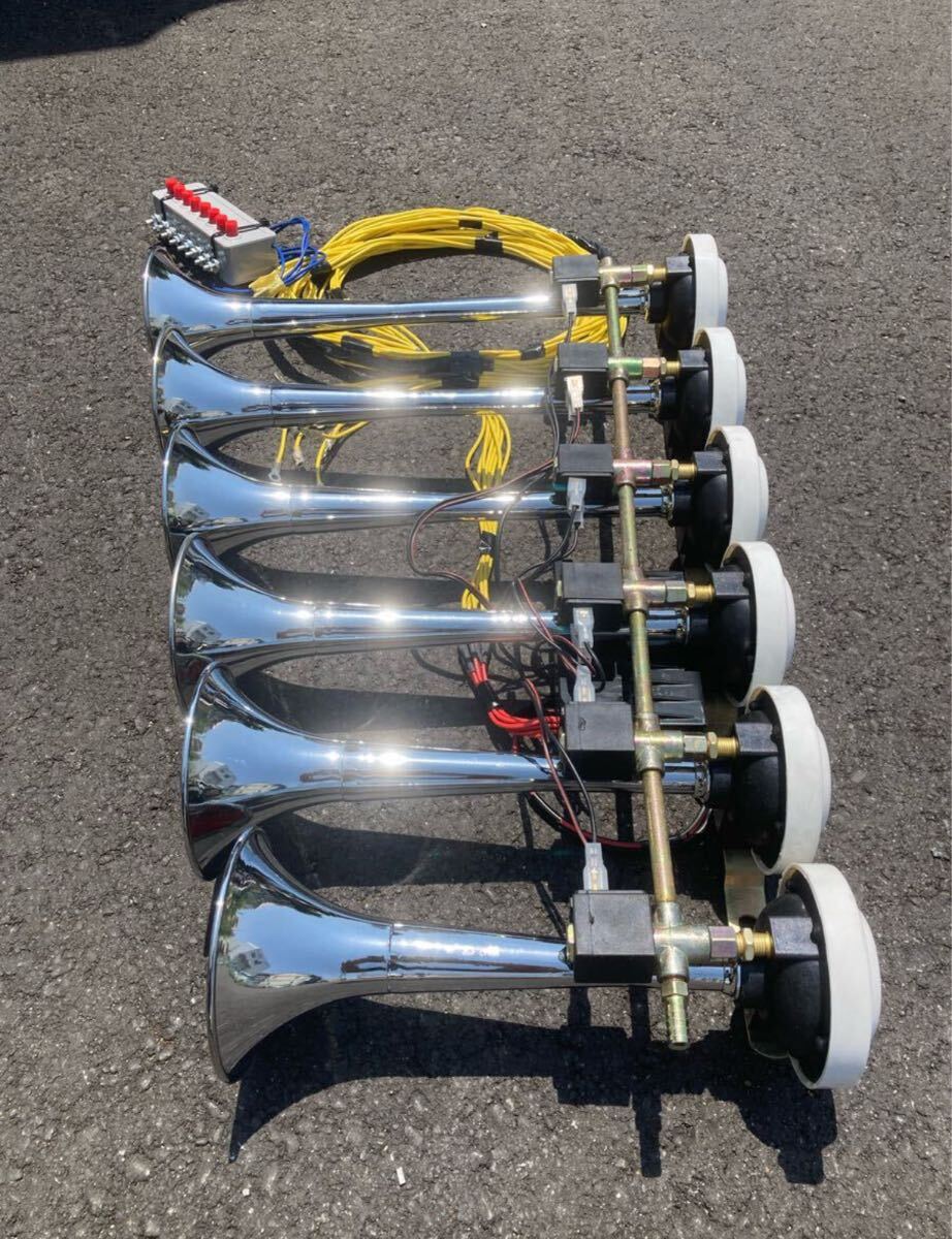 Yahoo!オークション - ぼぼ新品 6連エアーホーン ミュージックホーン 1...