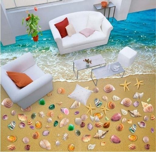 Yahoo!オークション - C458 巨大 3D フロアマット 1m 2m ビーチ 砂浜 ...