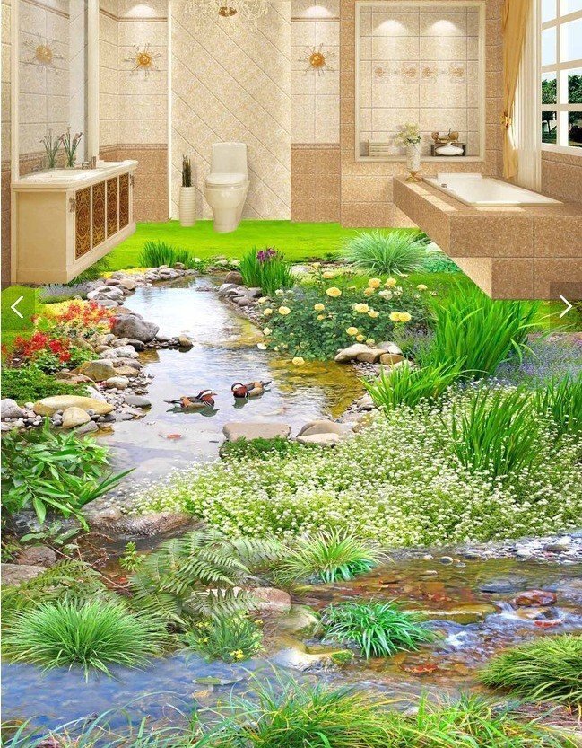 Yahoo!オークション - C359 巨大 3D フロアマット 1.3m 2.2m 自然 葉っ...