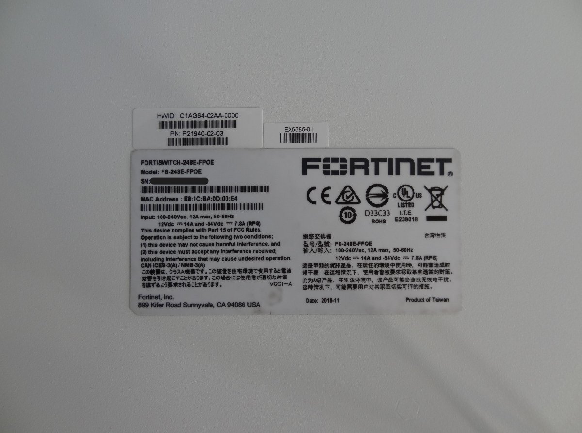 Fortinet FORTISWITCH-248E-FPOE FS-248E-FPOE スイッチ 初期化済み 管理No.4A5048(ルーター)｜売買されたオークション情報、yahooの商品 ...