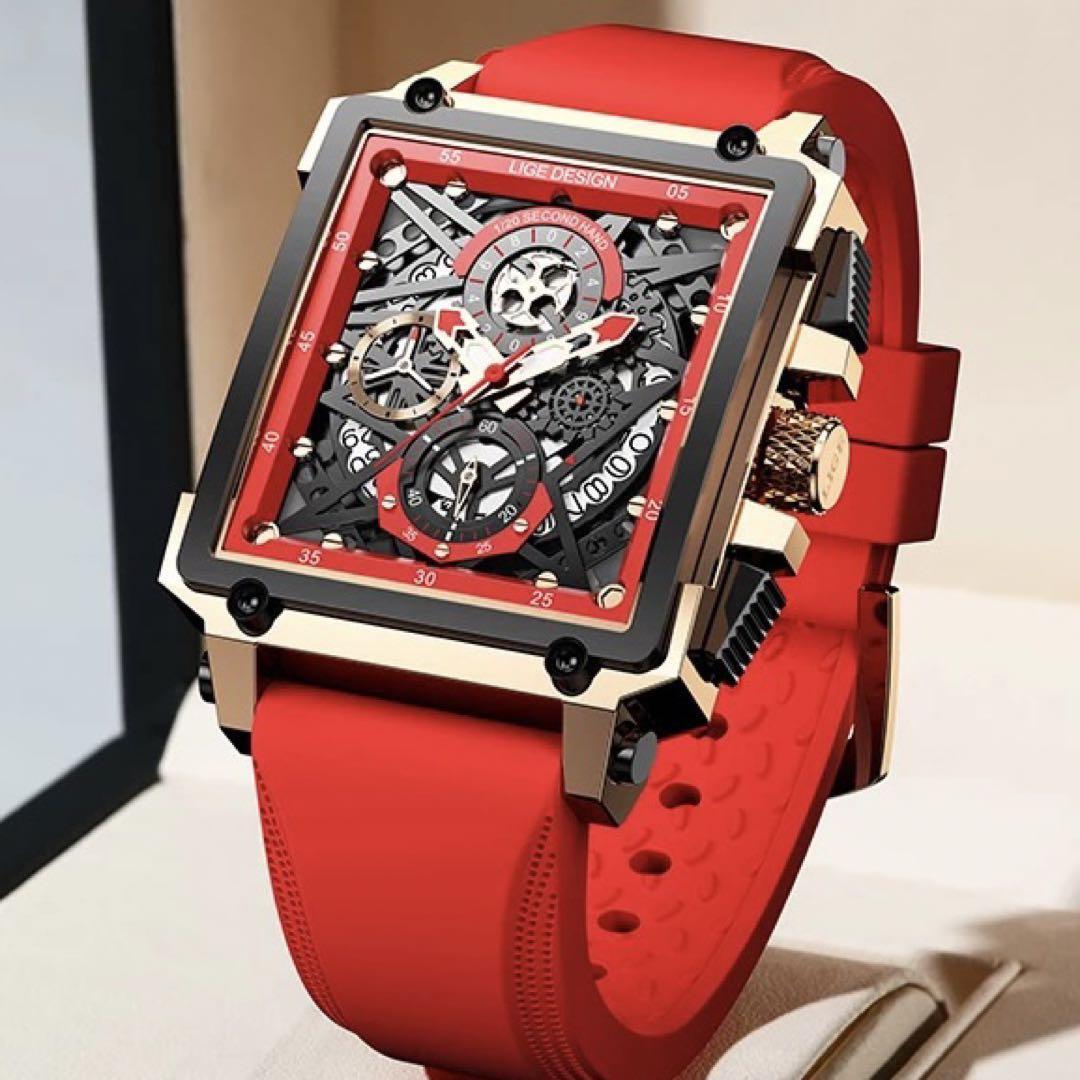 Yahoo!オークション - LIGE メンズ腕時計 クロノグラフ 防水 シリコン...