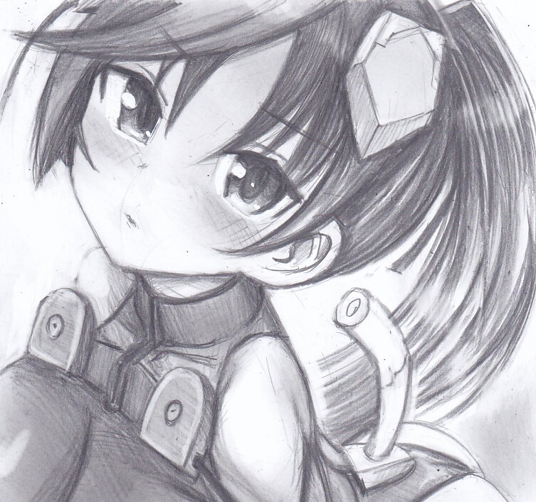 Yahoo!オークション - スカイガールズ 一条瑛花 A4 鉛筆画 ラミネート...