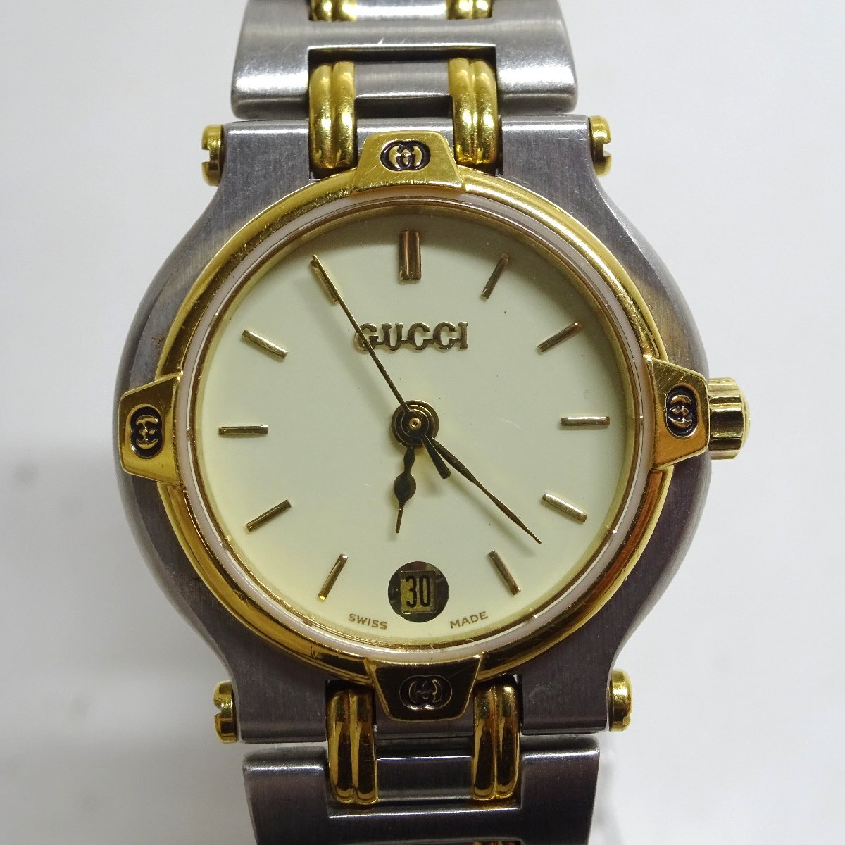 Yahoo!オークション - \1 稼働 グッチ 9000L ホワイト クオーツ レディ...