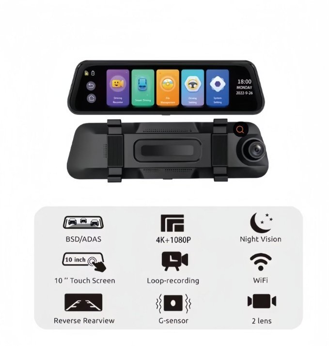 Yahoo!オークション - 4 K ADAS車載記録計自動車後視夜視Car Dash Cam ...