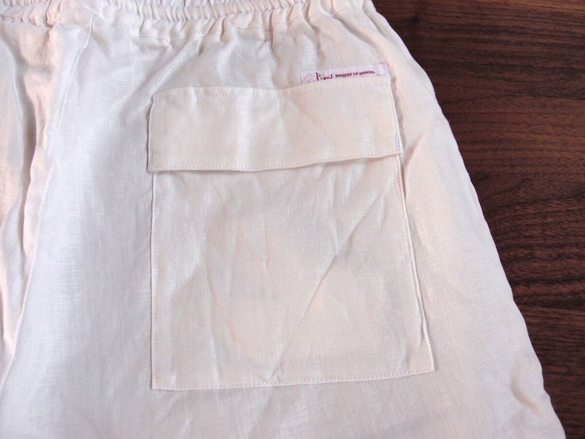 Yahoo!オークション - PAPAS 短パン 未使用 白 麻100% LL ウエスト78cm...