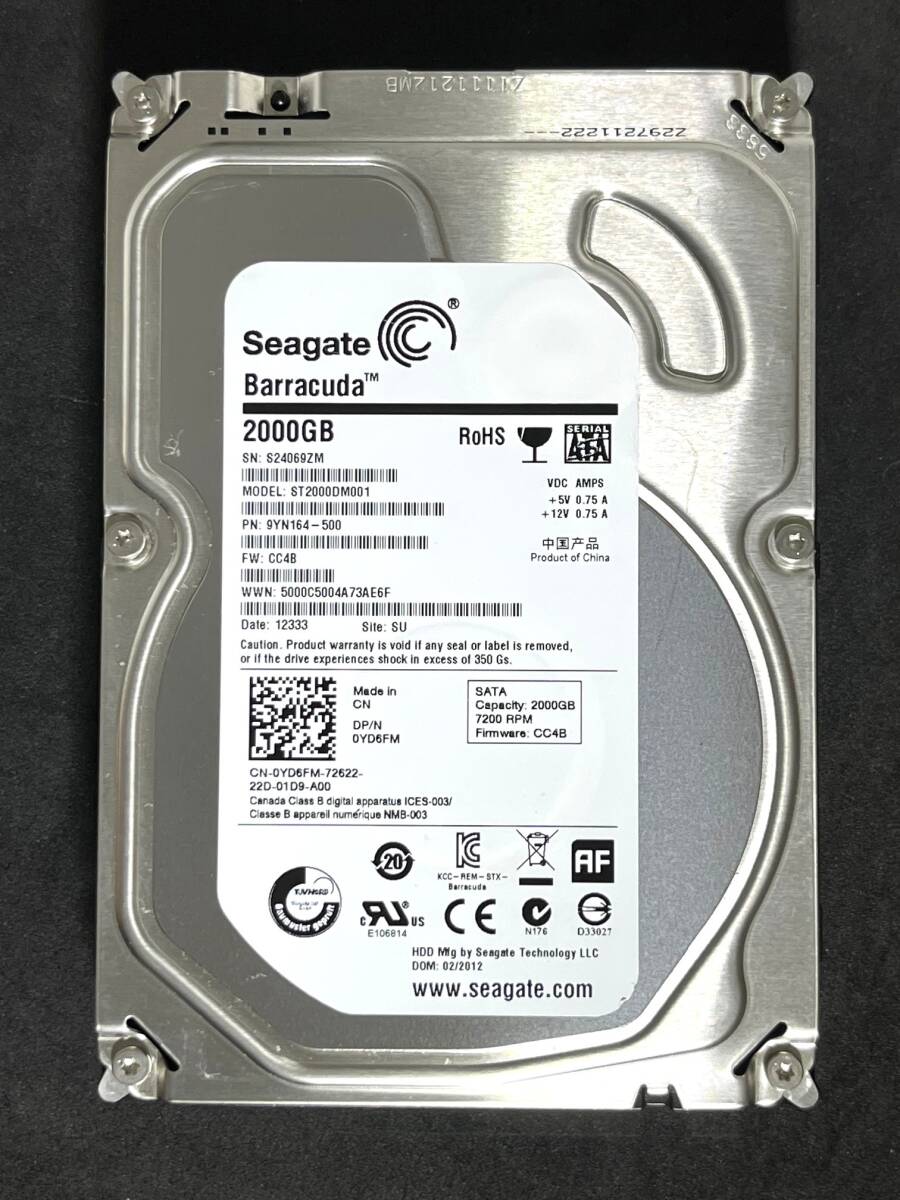 Yahoo!オークション - 2TB Seagate / ST2000DM001 F/W CC4B 【 3枚プ...