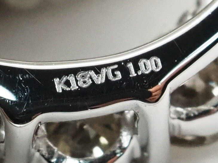 Yahoo!オークション - 【7333T】K18WG 天然ダイヤモンド 1.00ct/1.76g ...