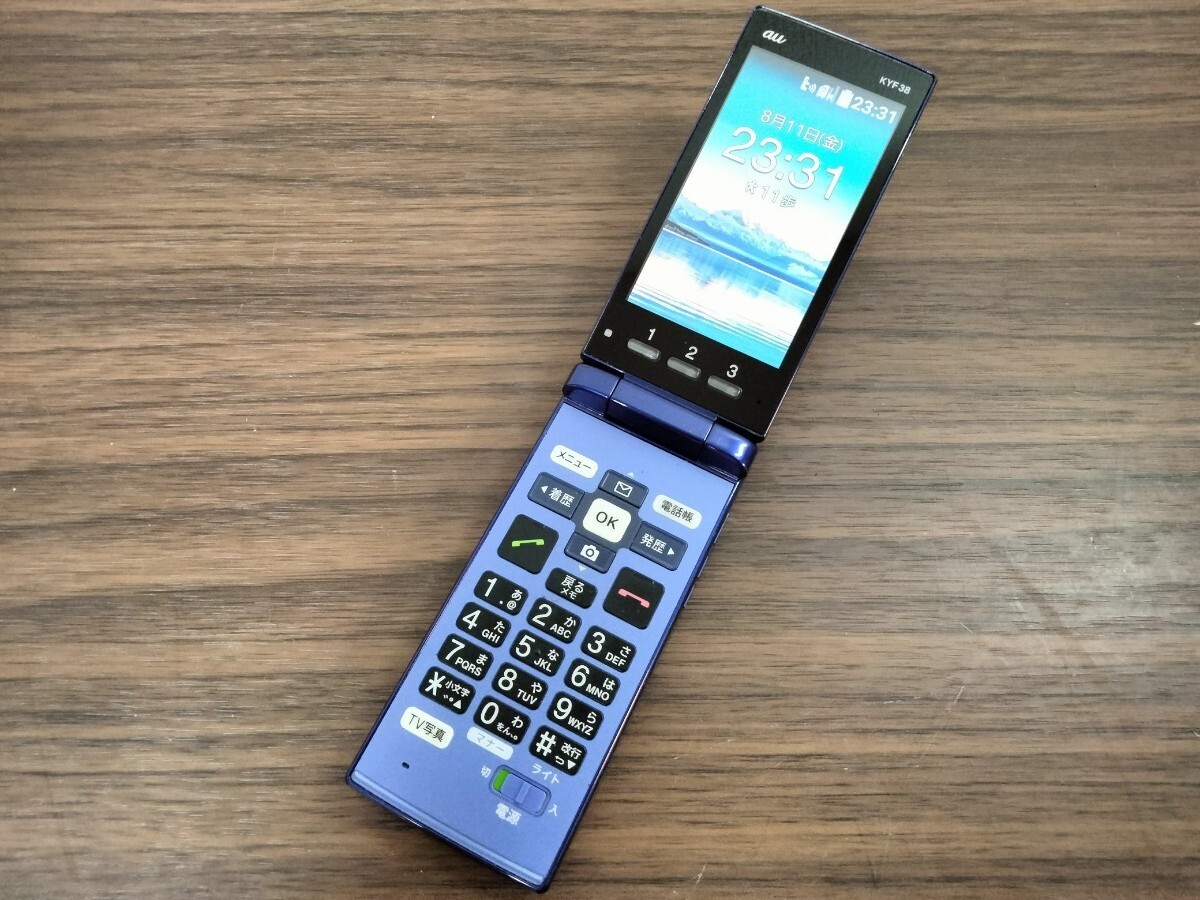 Yahoo!オークション - au/京セラ かんたんケータイ・KYF38 ブルー