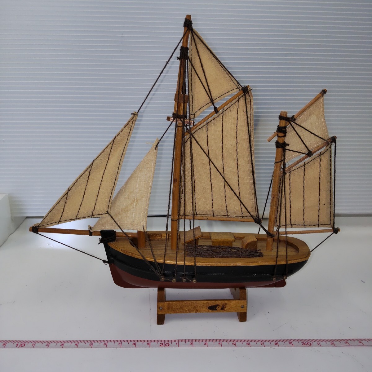 Yahoo!オークション - o319 木製 帆船 模型 完成品 インテリア 置物 全...