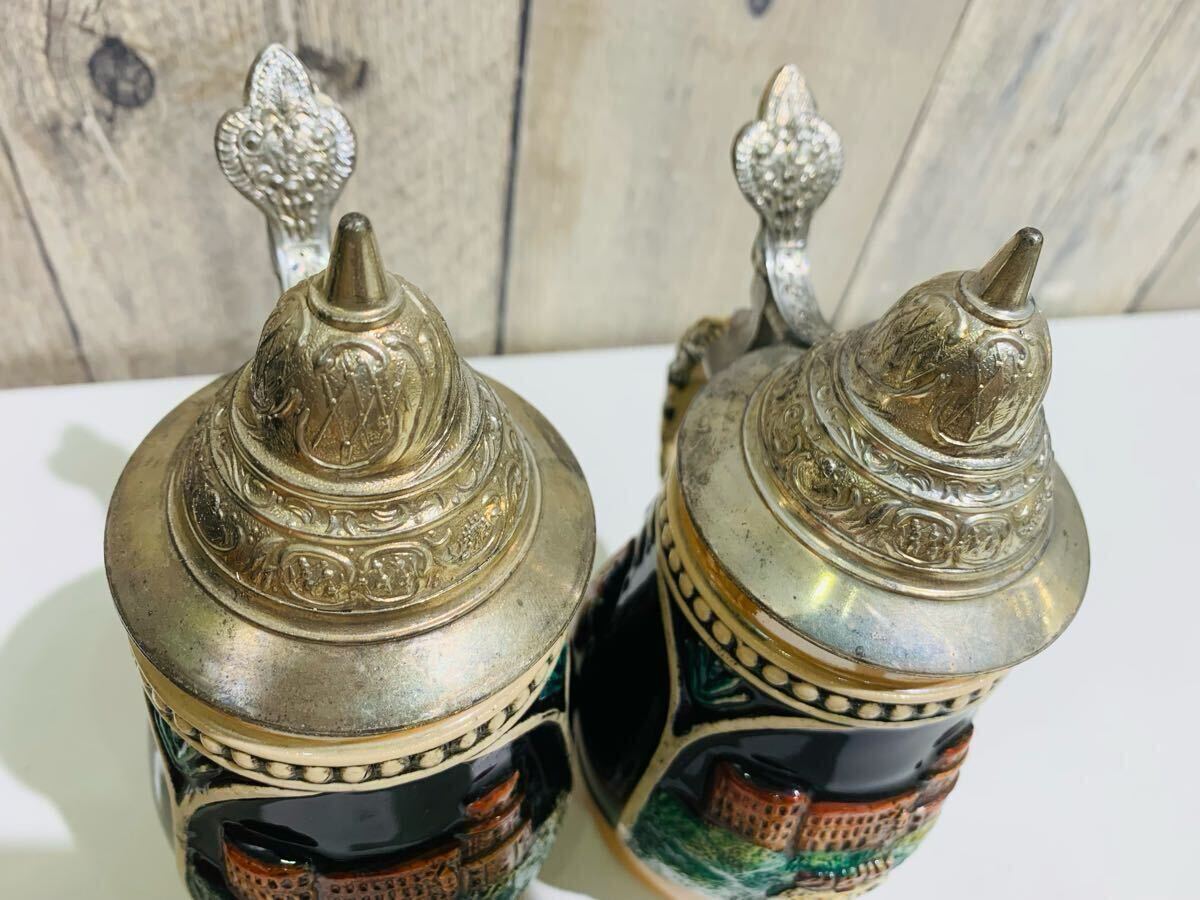 Yahoo!オークション - 7953 ビアマグ 2個 蓋付き 本場ドイツ製 土産 陶...