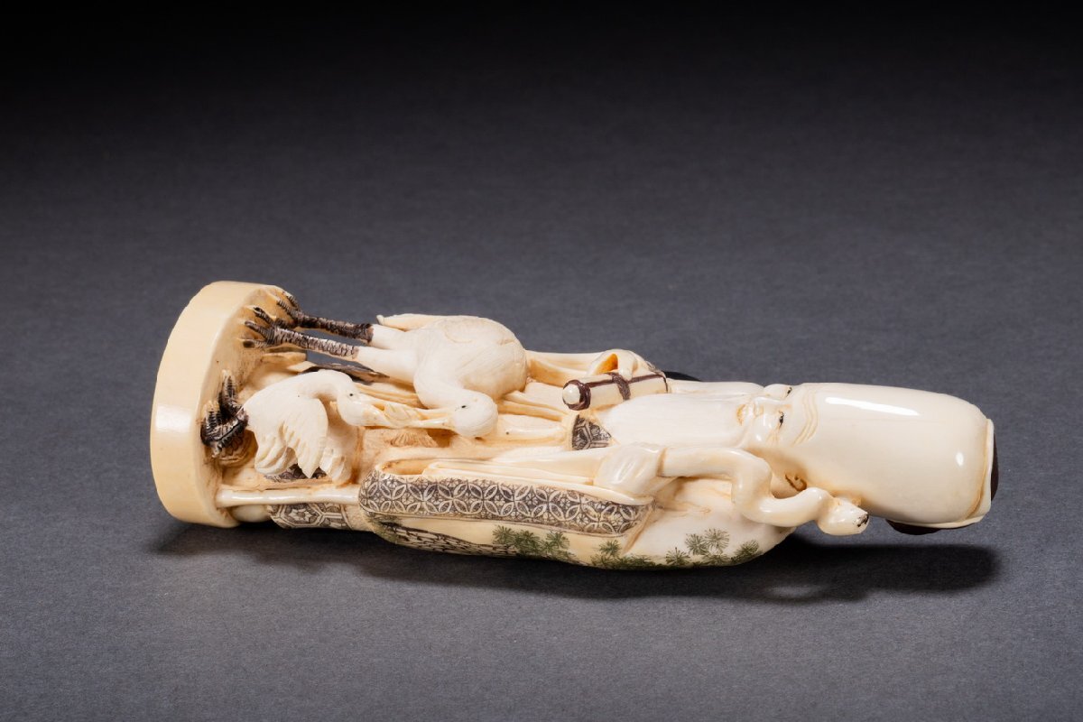 Yahoo!オークション - 【善古堂】特殊天然材 特殊白材 寿老人造像15.6...