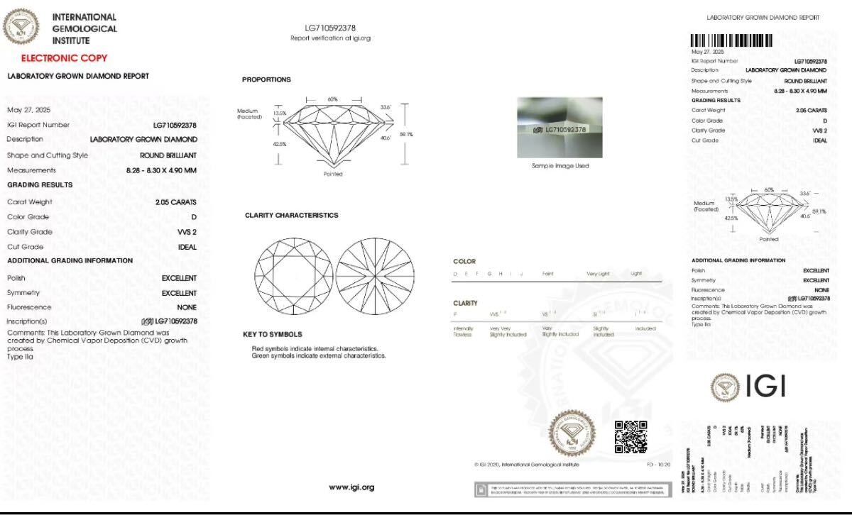 Yahoo!オークション - 【 IGI鑑定 ルース 】2.05カラット D VVS2 ラウ...