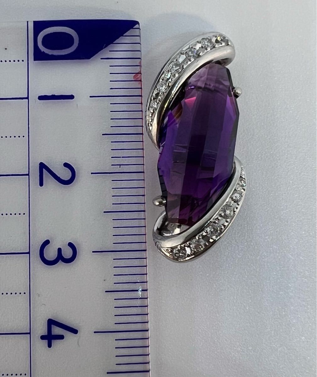 Yahoo!オークション - 1円 Pt900 ペンダント トップ アメジスト 9.45ct...