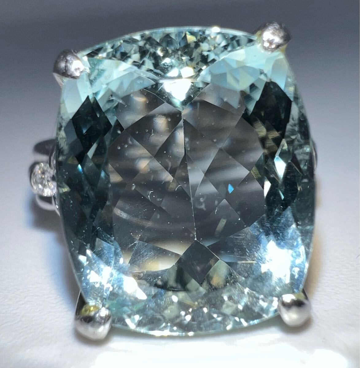 Yahoo!オークション - 1円 Pt900 リング アクアマリン 7.75ct ダイヤモ...