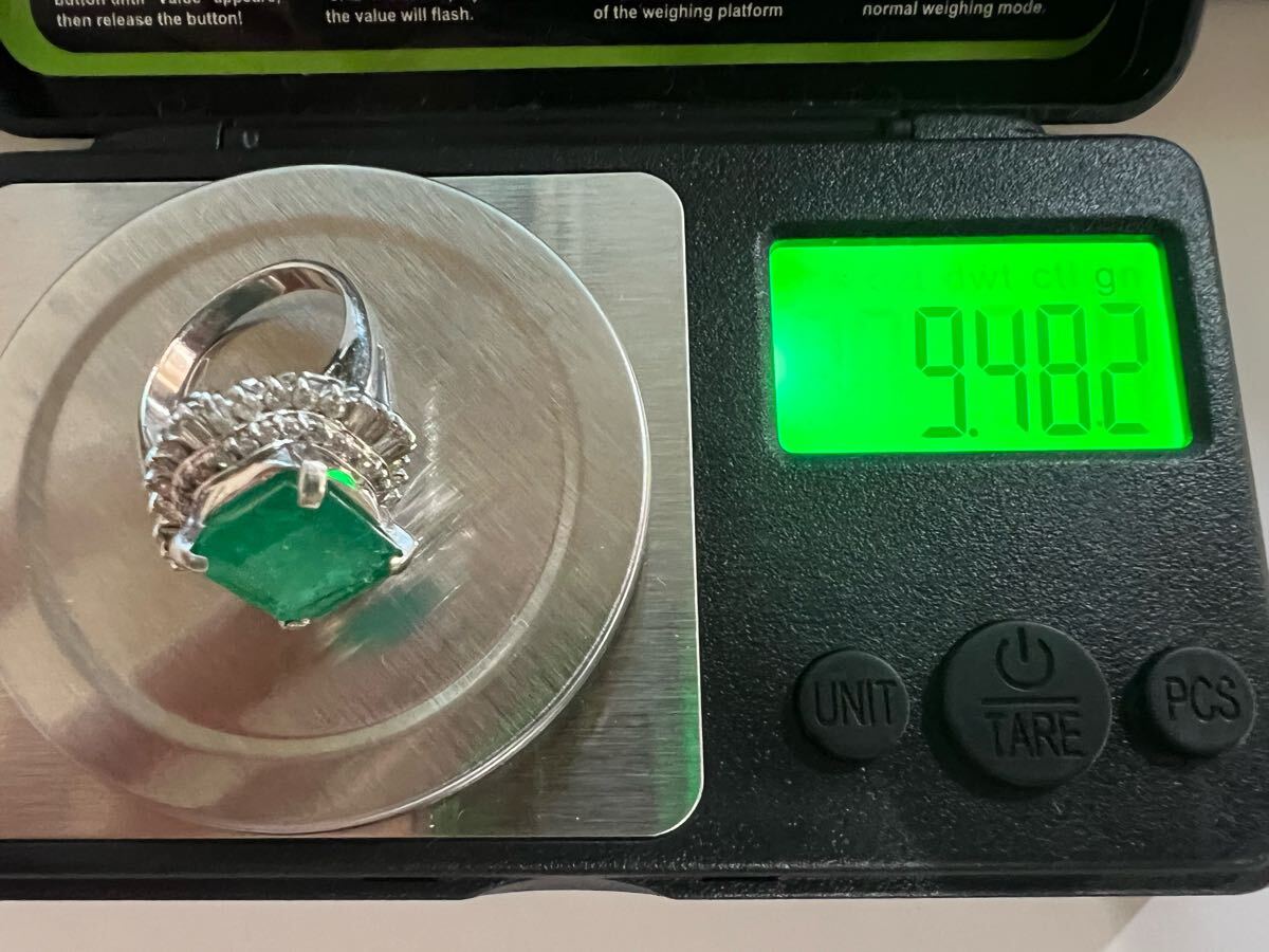 Yahoo!オークション - 1円 Pt900 リング エメラルド 4.74ct ダイヤモン...