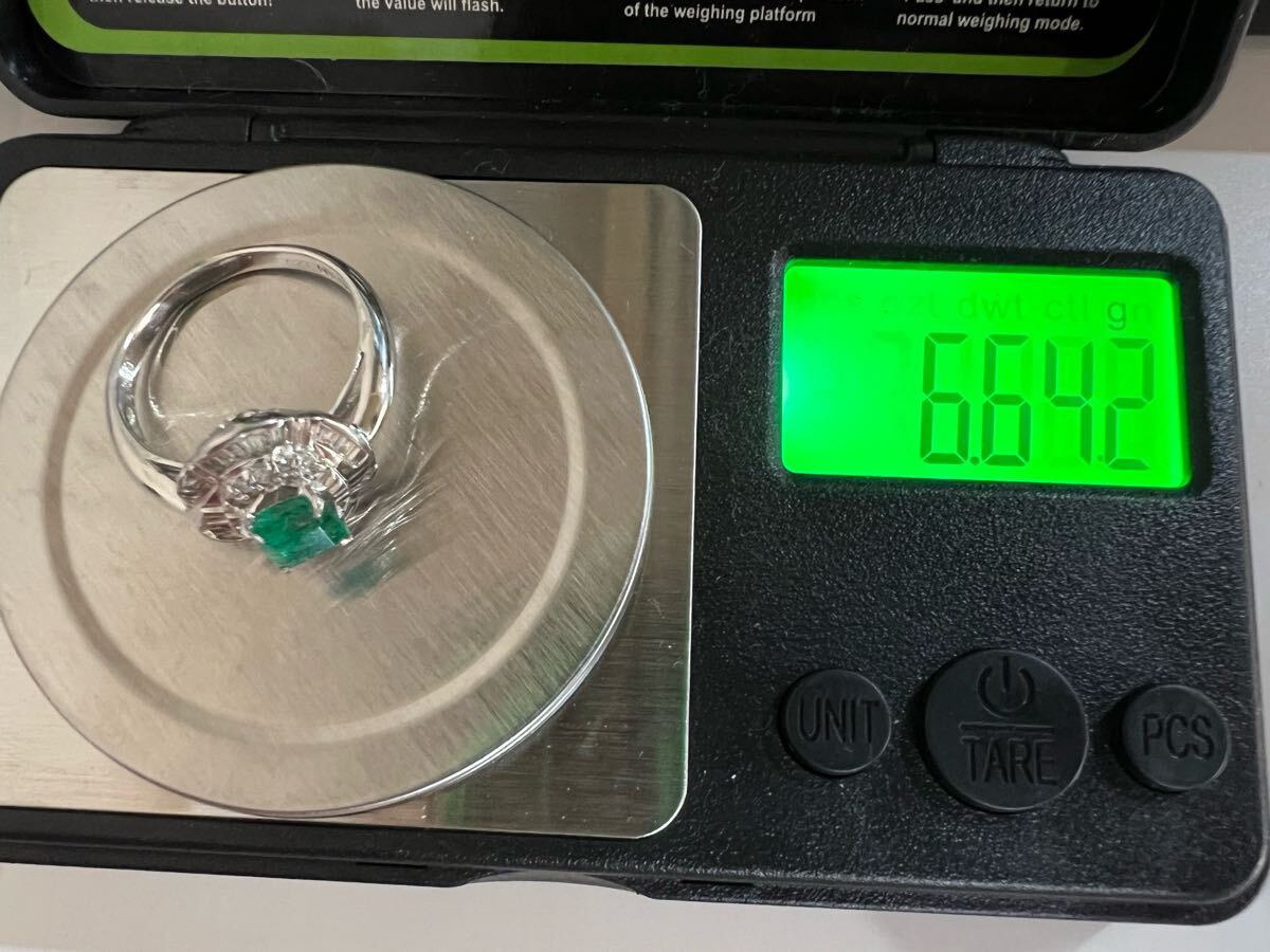 Yahoo!オークション - 1円 Pt900 リング エメラルド 0.833ct ダイヤモ...