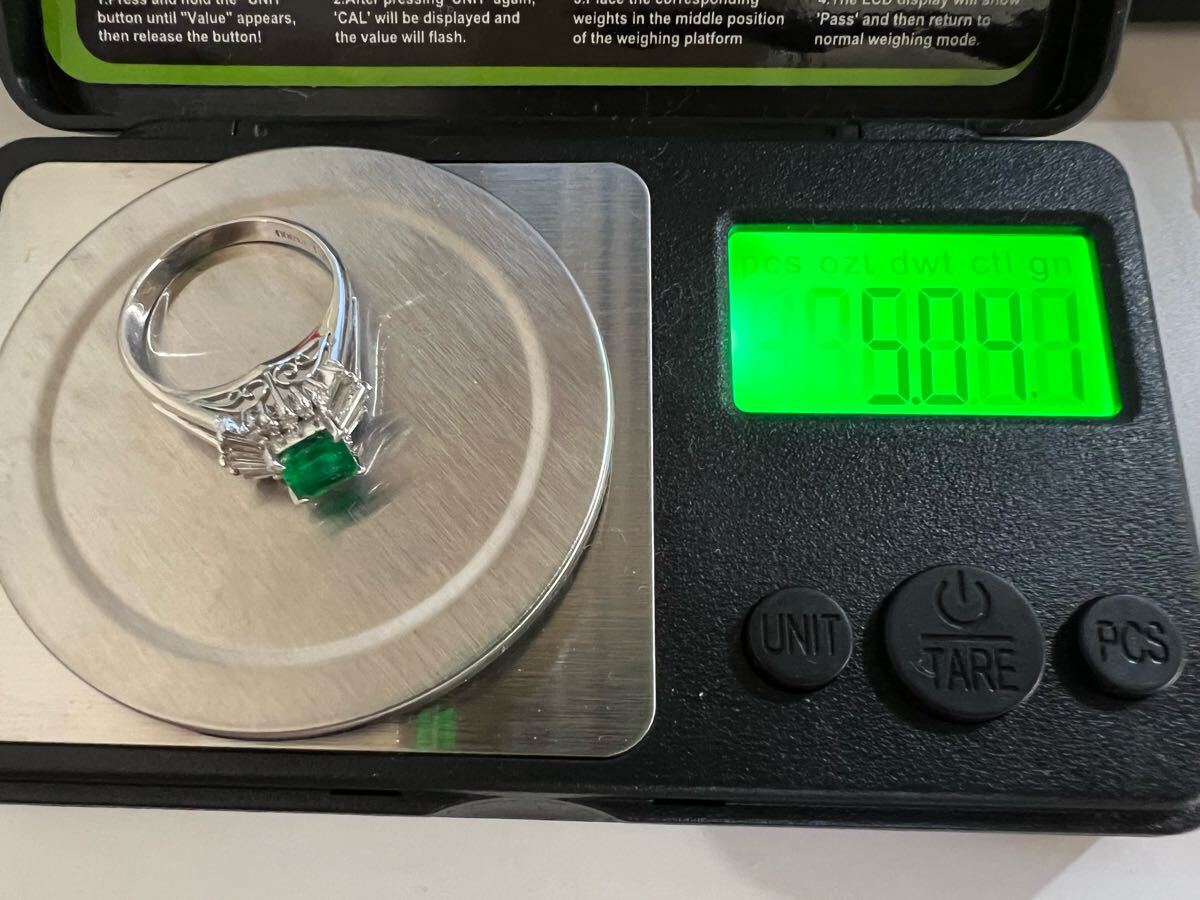 Yahoo!オークション - 1円 Pt900 リング エメラルド 0.65ct ダイヤモン...