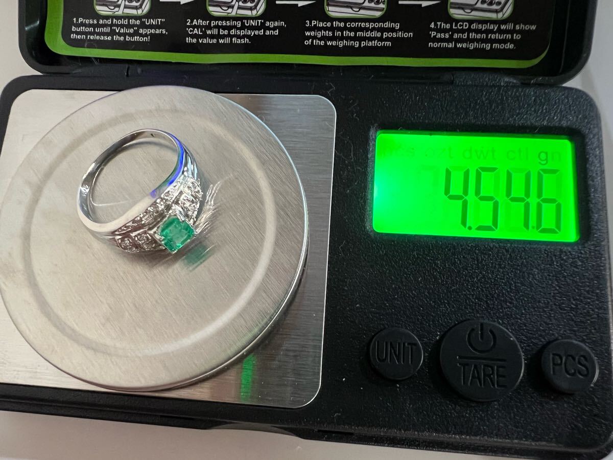 Yahoo!オークション - 1円 Pt900 リング エメラルド 0.5ct ダイヤモン...