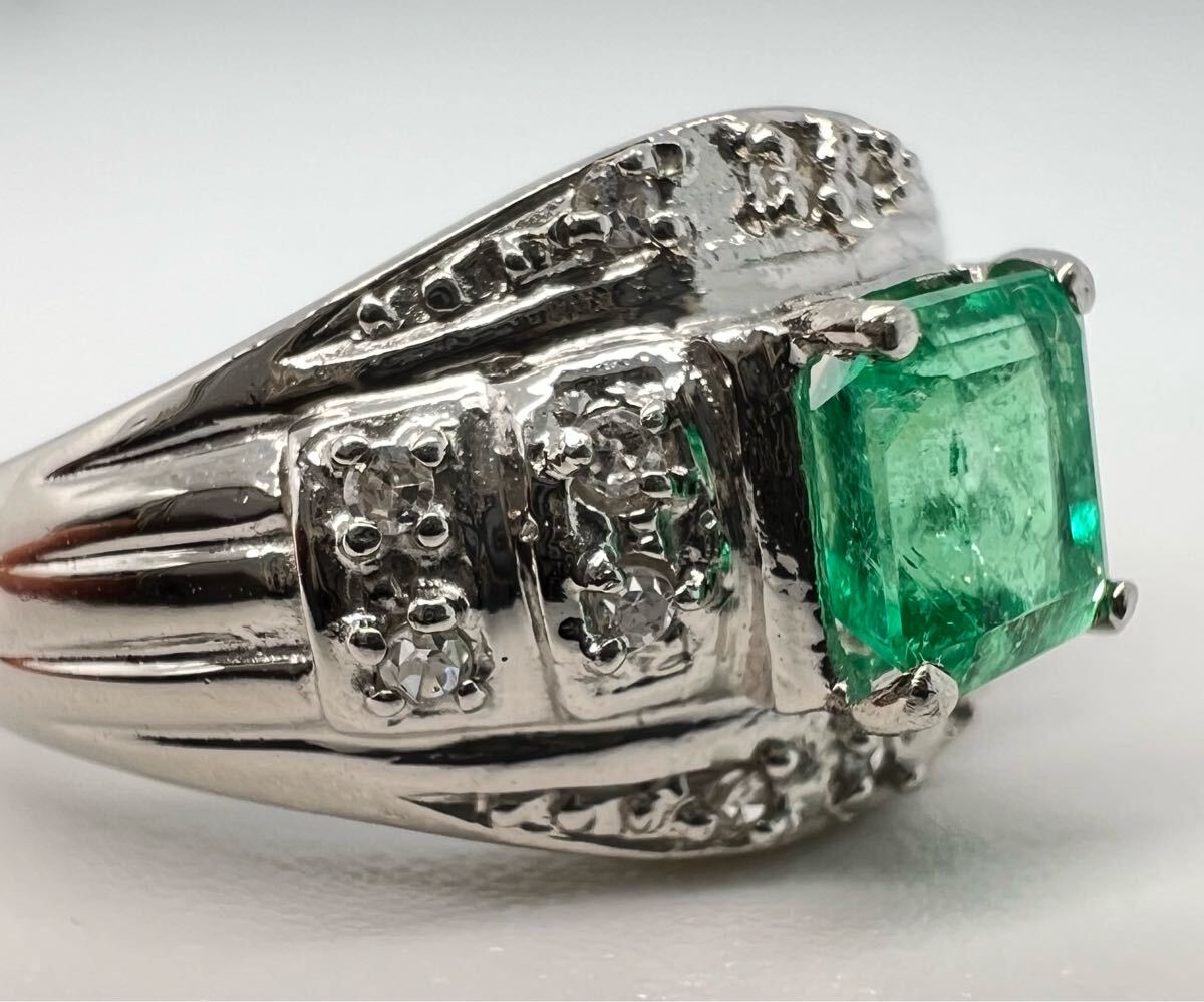 Yahoo!オークション - 1円 Pt900 リング エメラルド 0.5ct ダイヤモン...