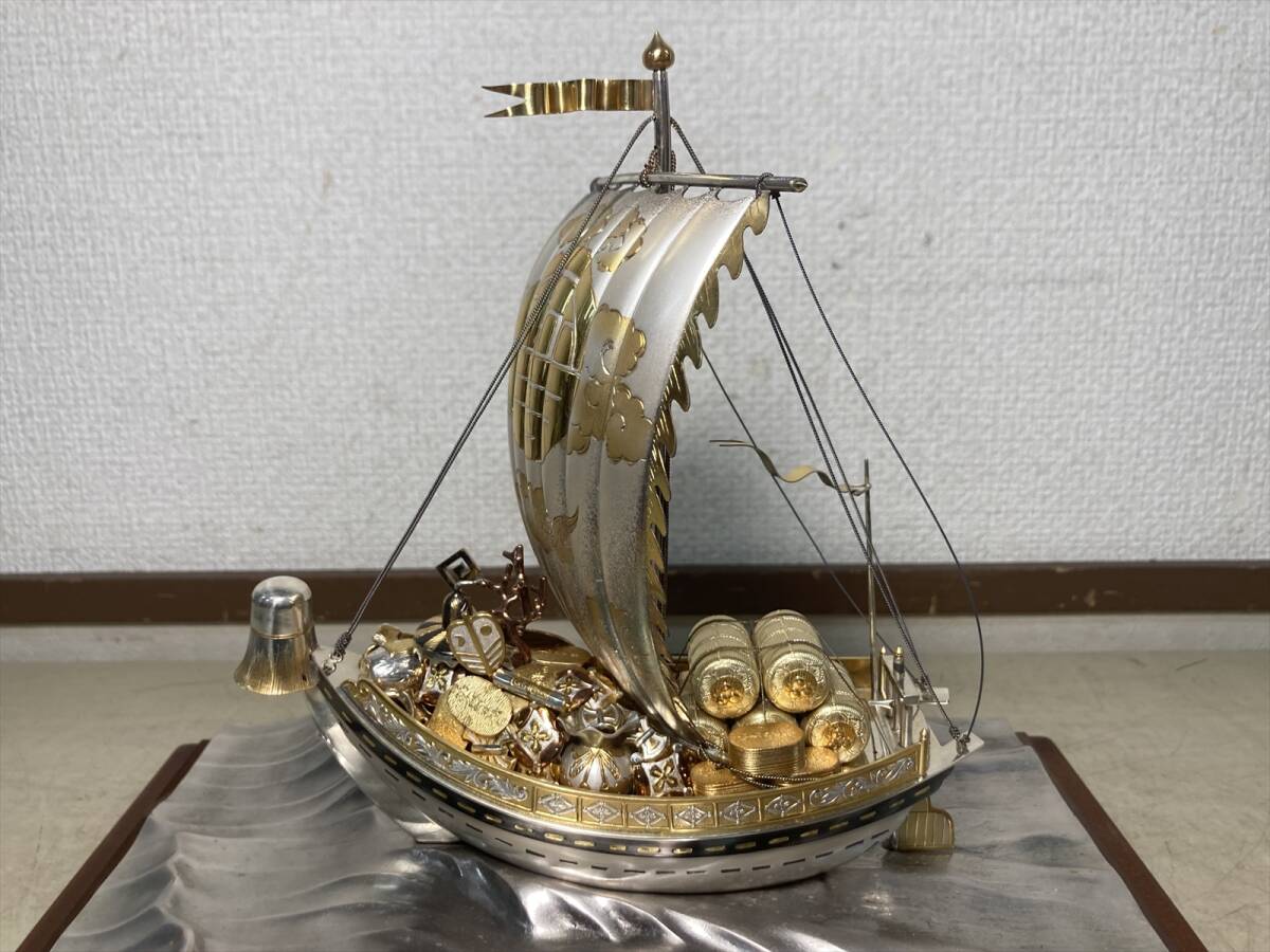 Yahoo!オークション - 京都10 銀製 刻印有 宝船 ケース付 高さ 約28cm ...