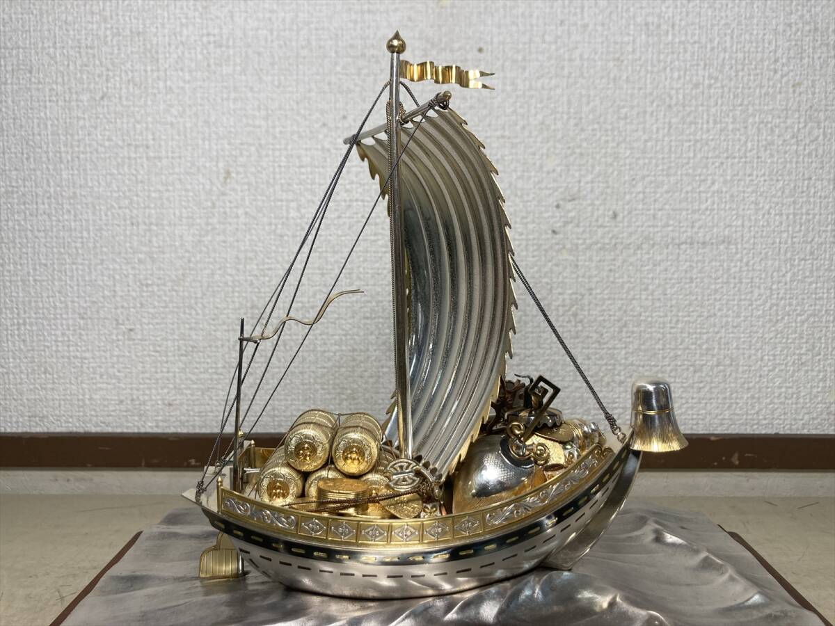 Yahoo!オークション - 京都10 銀製 刻印有 宝船 ケース付 高さ 約28cm ...