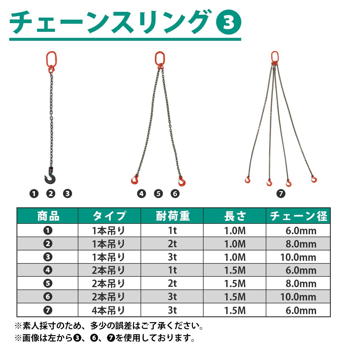 Yahoo!オークション - 『4本セット 3t 1M』1本吊り チェーンスリング ...